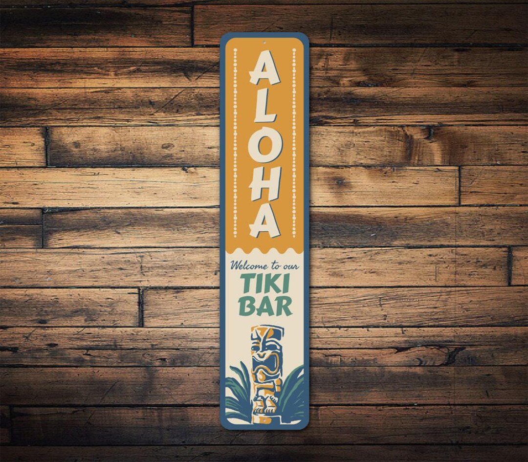 Aloha Tiki Bar Sign, Tiki Bar Decor, Tropical Sign Decor, Beach Signs ...
