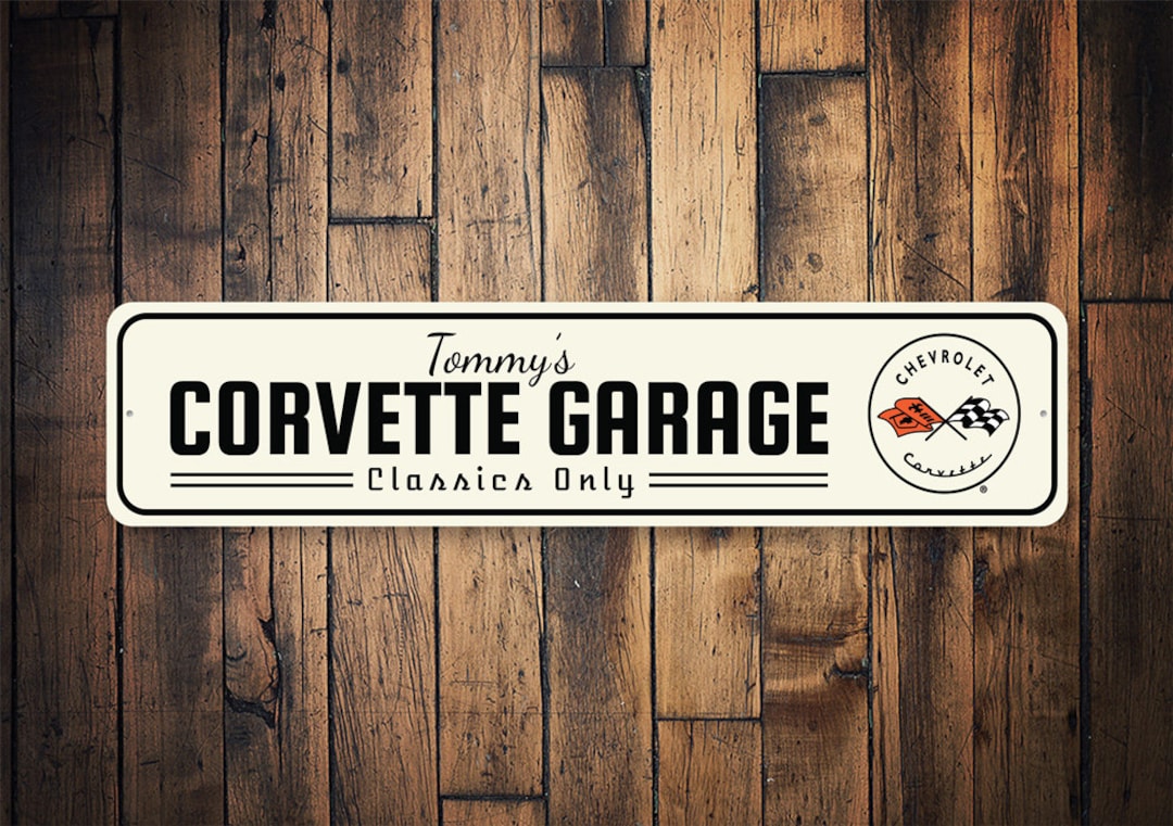 Custom Classic Corvette Sign, Classic Corvette Garage, Corvette Garage ...