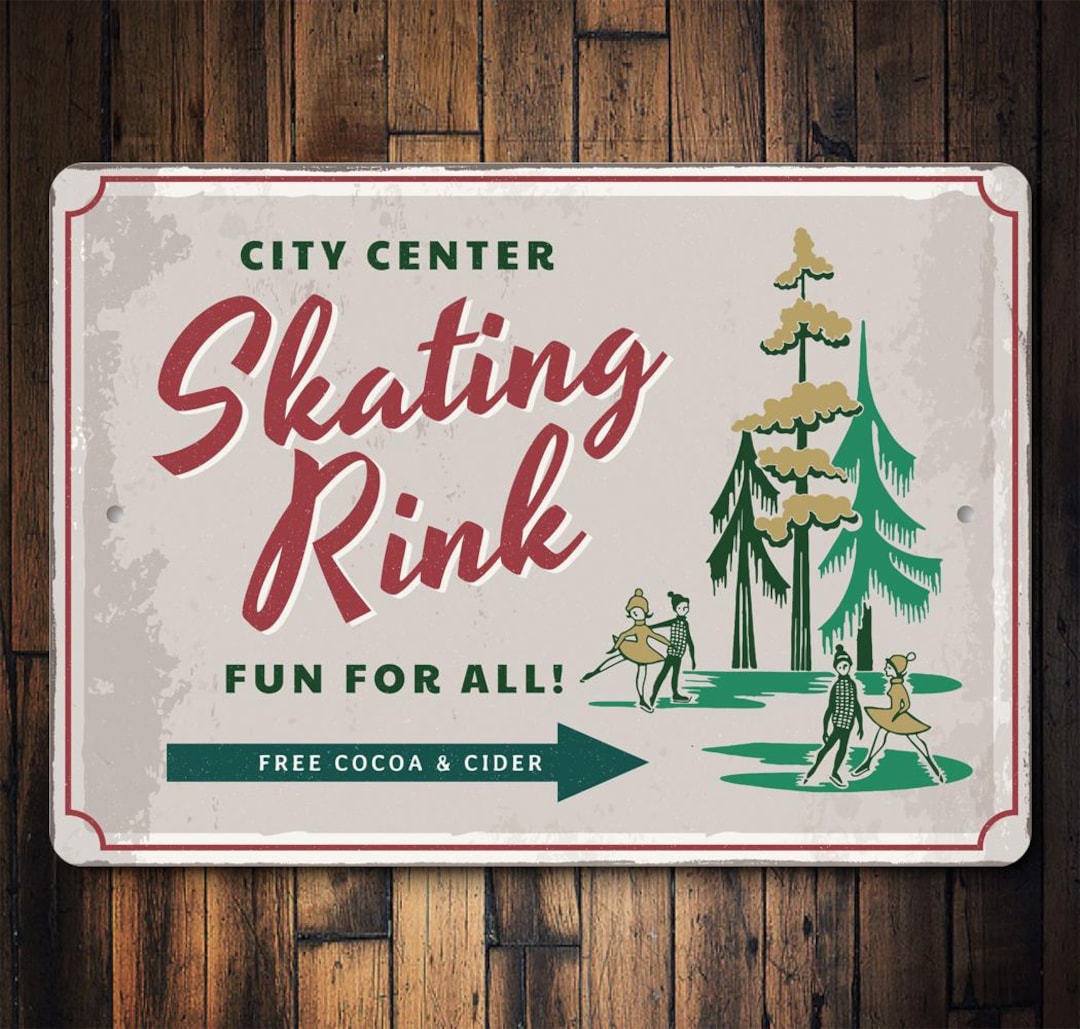 Retro Ice Skating Rink Sign, Metal Skating Wall Sign, Skating Rink ...