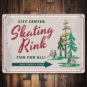 Retro Ice Skating Rink Sign, Metal Skating Wall Sign, Skating Rink ...