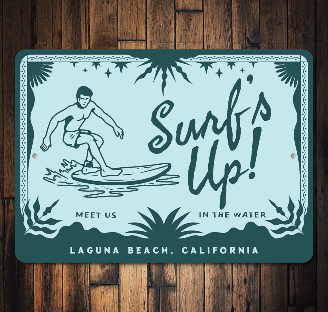 Surfs up Sign, Beach House Sign, Wave Rider Gift, Retro Surf Decor ...