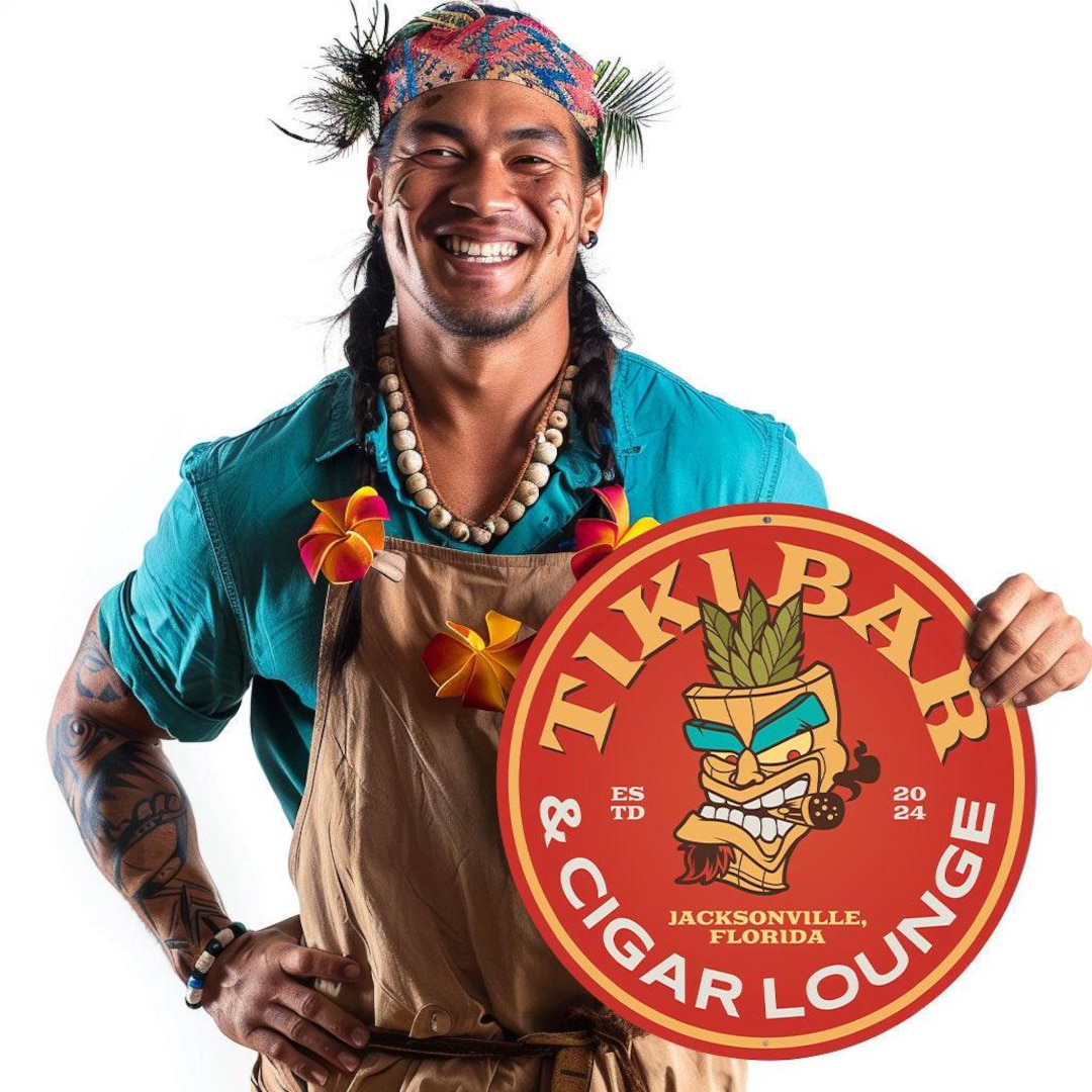 Tiki Bar Sign, Tiki Cigar Lounge Sign, Tiki Island Sign, Tropical Tiki ...