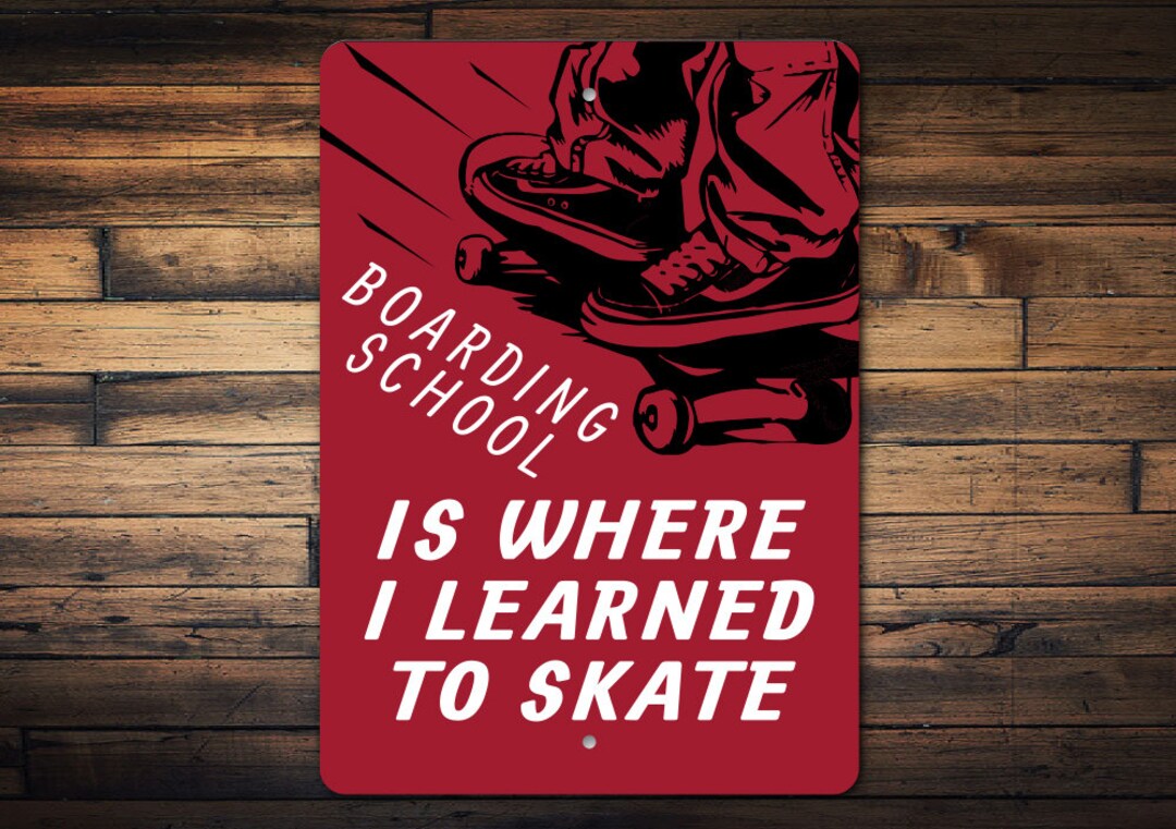 Boarding School Sign, Funny Skater Decor, Skate Hangout Decor, Skate ...