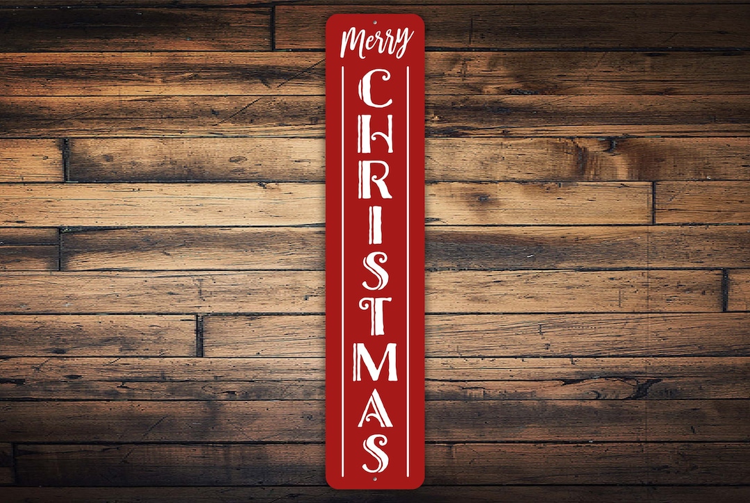 Classic Merry Christmas Vertical Metal Sign, Christmas Porch Decor ...