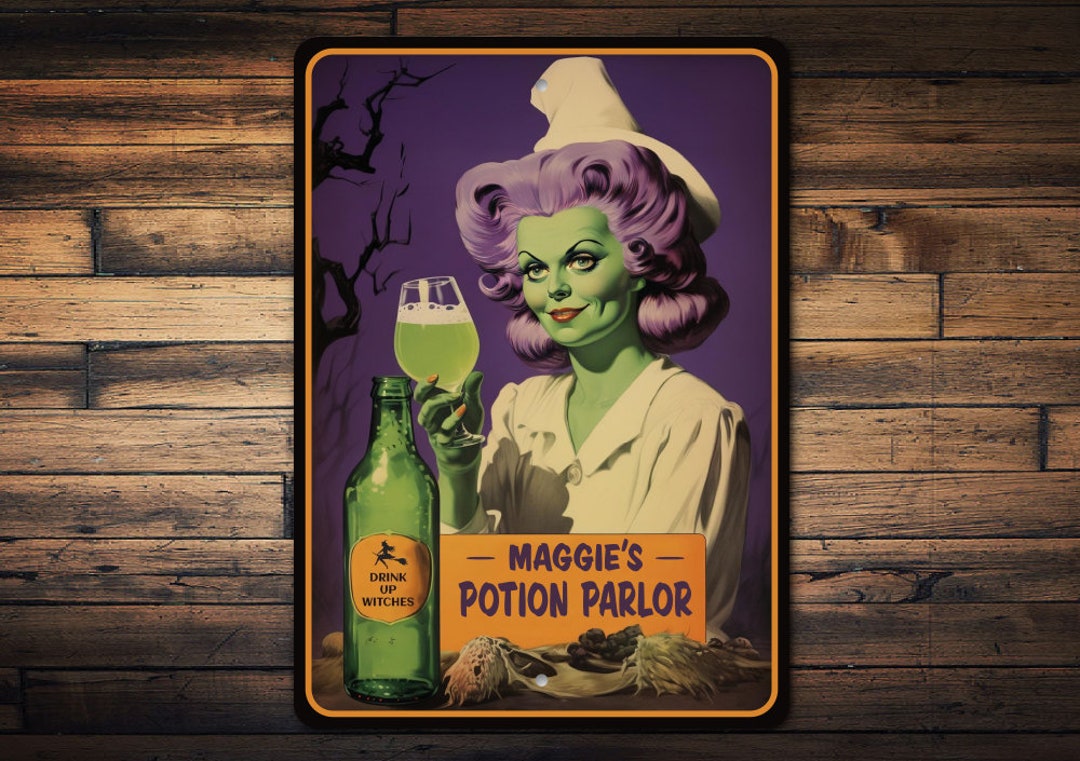 Potion Parlor Sign, Custom Bar Sign, Halloween Bar Sign, Custom Witch ...