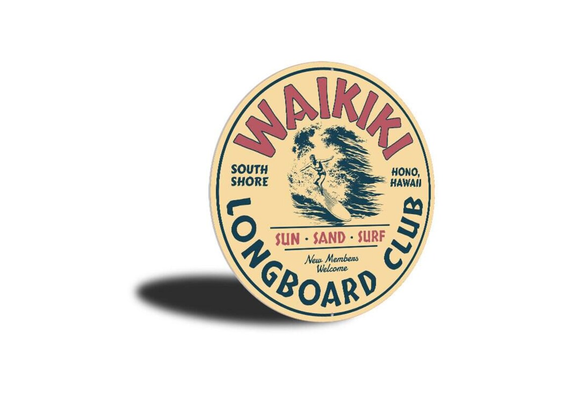 Longboard Surf Club Sign, Custom Hawaii Surf Sign, Surfing Hawaii Sign ...