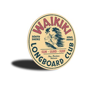 Longboard Surf Club Sign, Custom Hawaii Surf Sign, Surfing Hawaii Sign ...