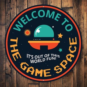 Welcome to the Game Space Sign, Gamer Room Sign, Arcade Room Decor ...