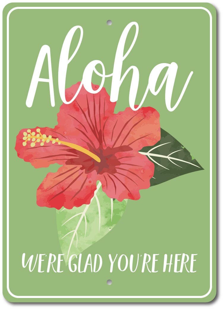 Aloha Decor Aloha Sign Hawaiian Flower Sign Hibiscus Decor - Etsy