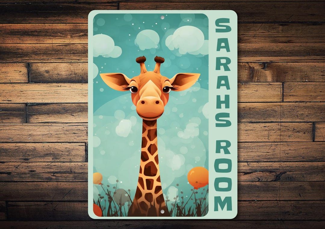 Custom Girl Name Sign, Giraffe Animal Theme Decor, Personalized Girl ...