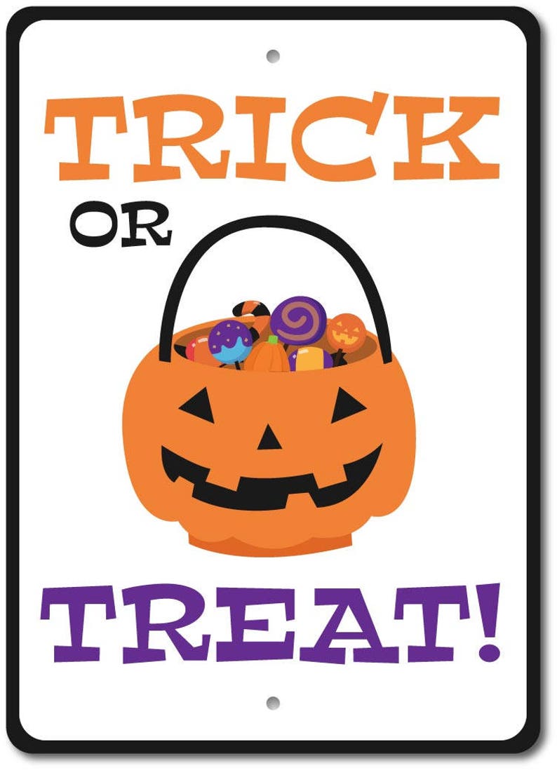 Trick Treat Sign Halloween Candy Sign Trick or Treat Sign - Etsy