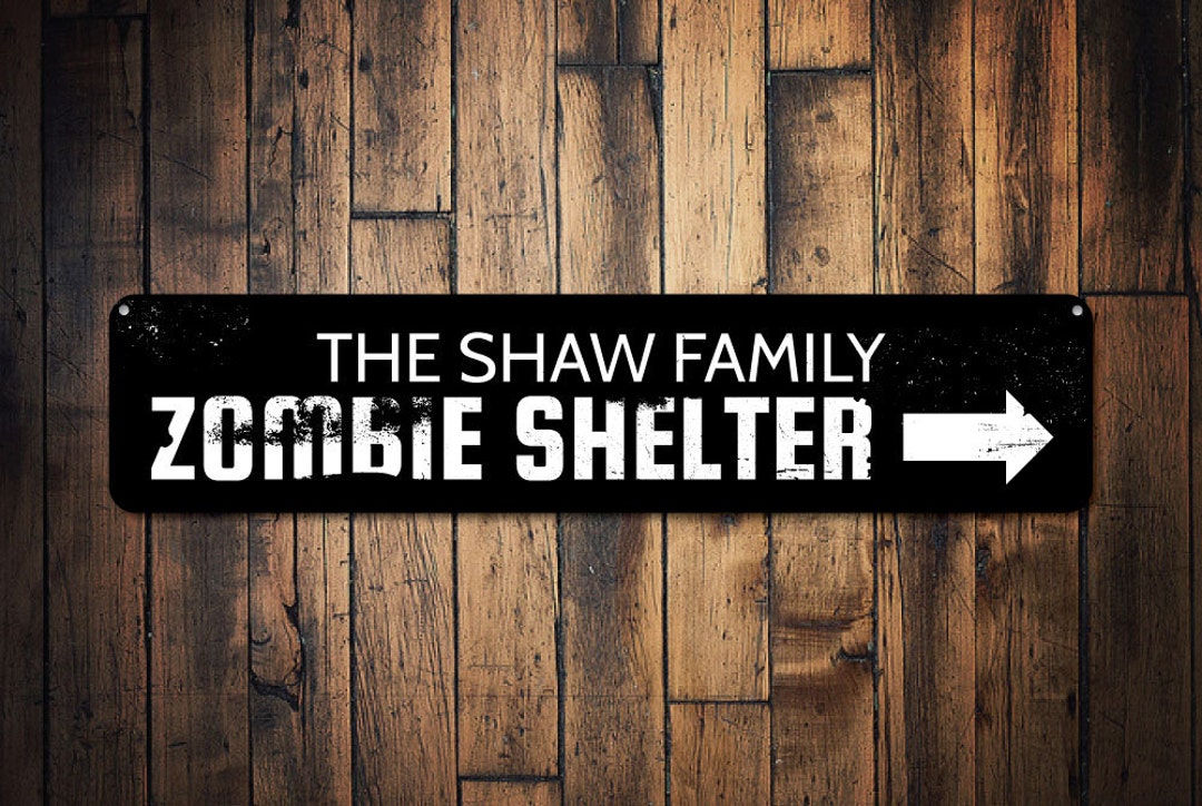 Zombie Shelter Sign, Personalized Haunted House Arrow Sign, Custom ...