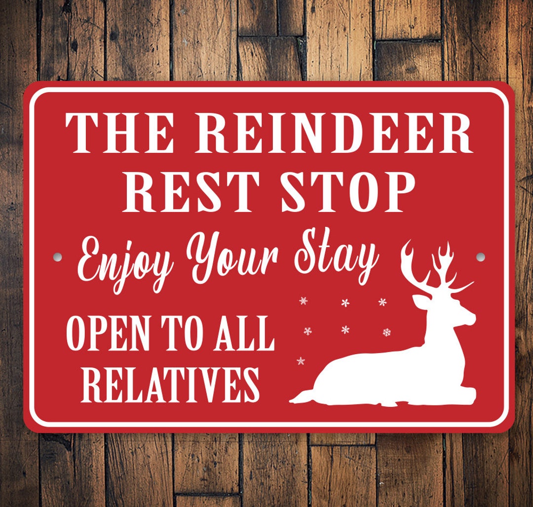 Family Welcome Sign, Reindeer Rest Stop, Funny Christmas Decor, Welcome ...