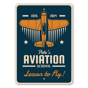Aviation School Sign, Custom Aviation Sign, Vintage Aviation Decor ...