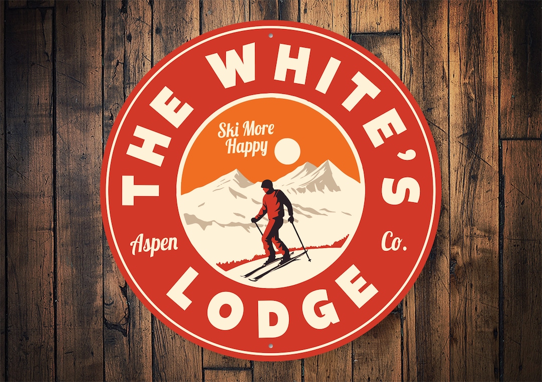 Skiing Circle Sign, Custom Ski Sign, Family Ski Gift, Ski Lodge Sign ...