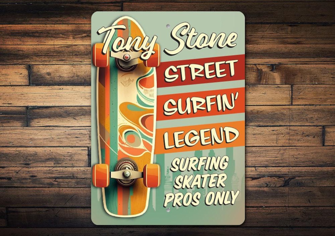Street Surfing Sign, Skate Surf Decor, Custom Coastal Skater Decor ...