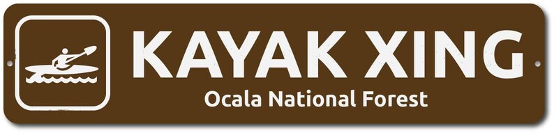 Kayak Xing Sign, Custom Kayaker Crossing National Park Name Gift ...