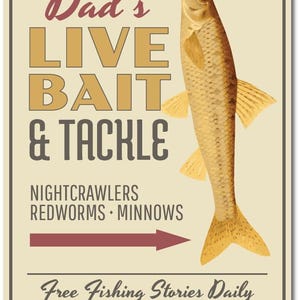 Fish Decor, Live Bait Sign, Bait and Tackle Sign, Lake House Decor ...