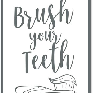 Brush Your Teeth Sign, Toothbrush Decor, Bathroom Sign, Bathroom Rules ...