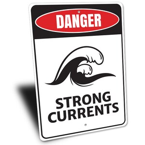 Strong Current Sign, Strong Currents, Surfers House Gift, Metal Surf ...