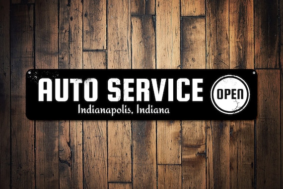 Open Auto Service Sign Personalized Garage Location City | Etsy
