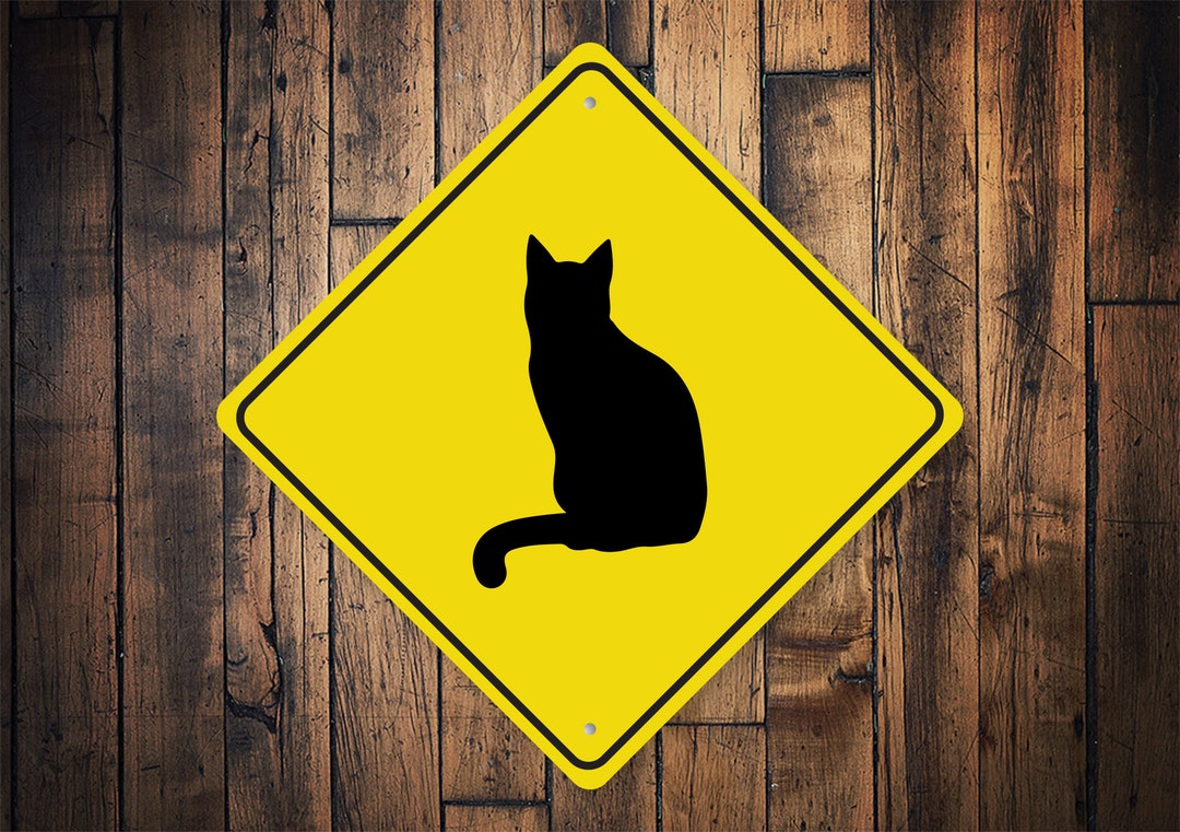 Cat Crossing Sign, Cat Crossing, Cat Crossing Diamond Sign, Cat Decor ...