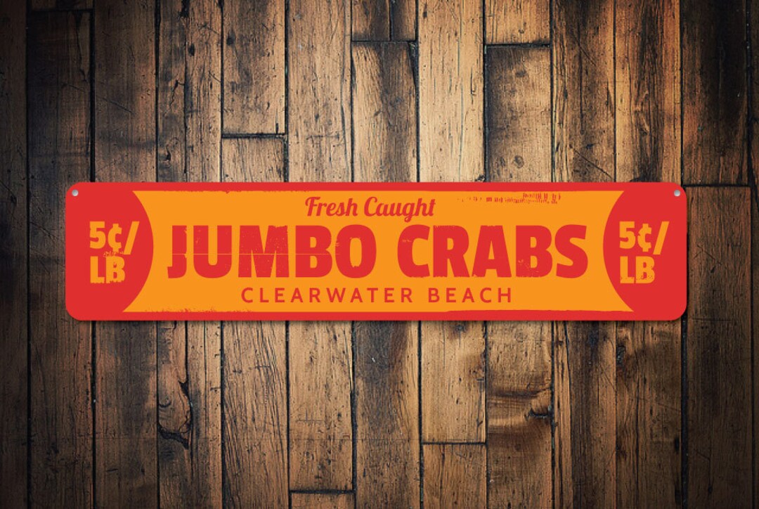 Crab Sign, Personalized Jumbo Crabs Sign, Beach Location Sign, Custom ...