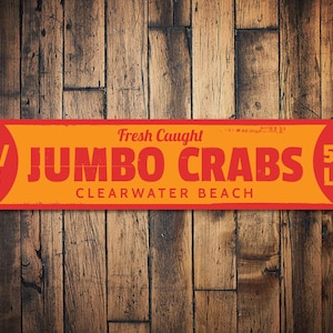 Crab Sign, Personalized Jumbo Crabs Sign, Beach Location Sign, Custom ...