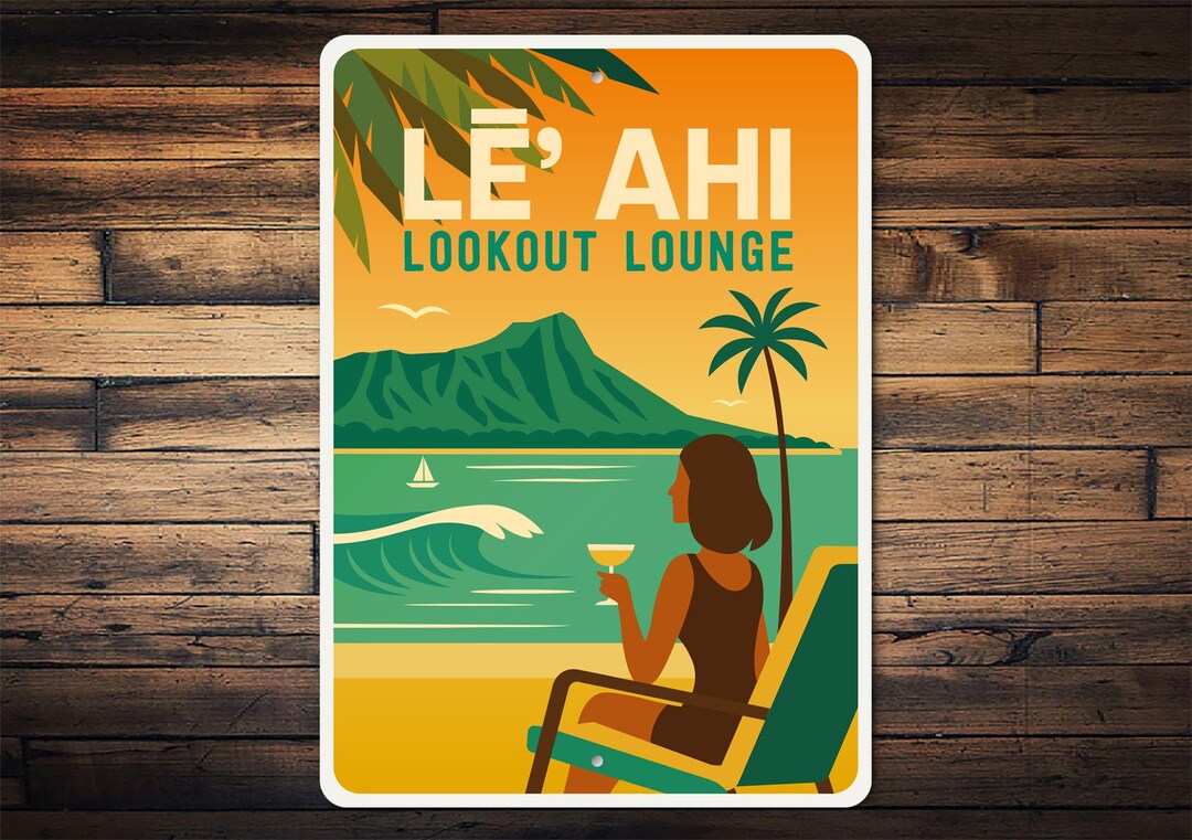 Leahi Lounge Sign, Lookout Lounge Decor, Hawaii Bar Sign, Leahi Wall ...