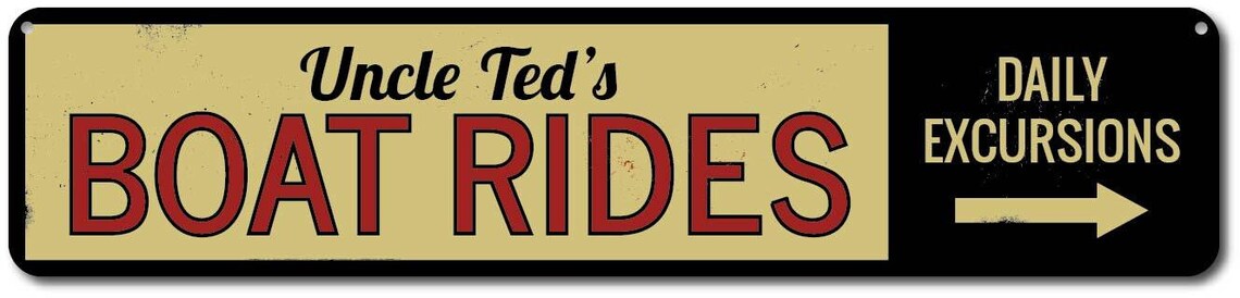 Boat Rides Arrow Sign, Personalized Daily Excursions This Way Sign ...