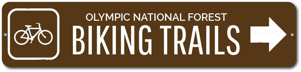 Biking Trails Sign Custom Bicycle Arrow Metal National Forest | Etsy
