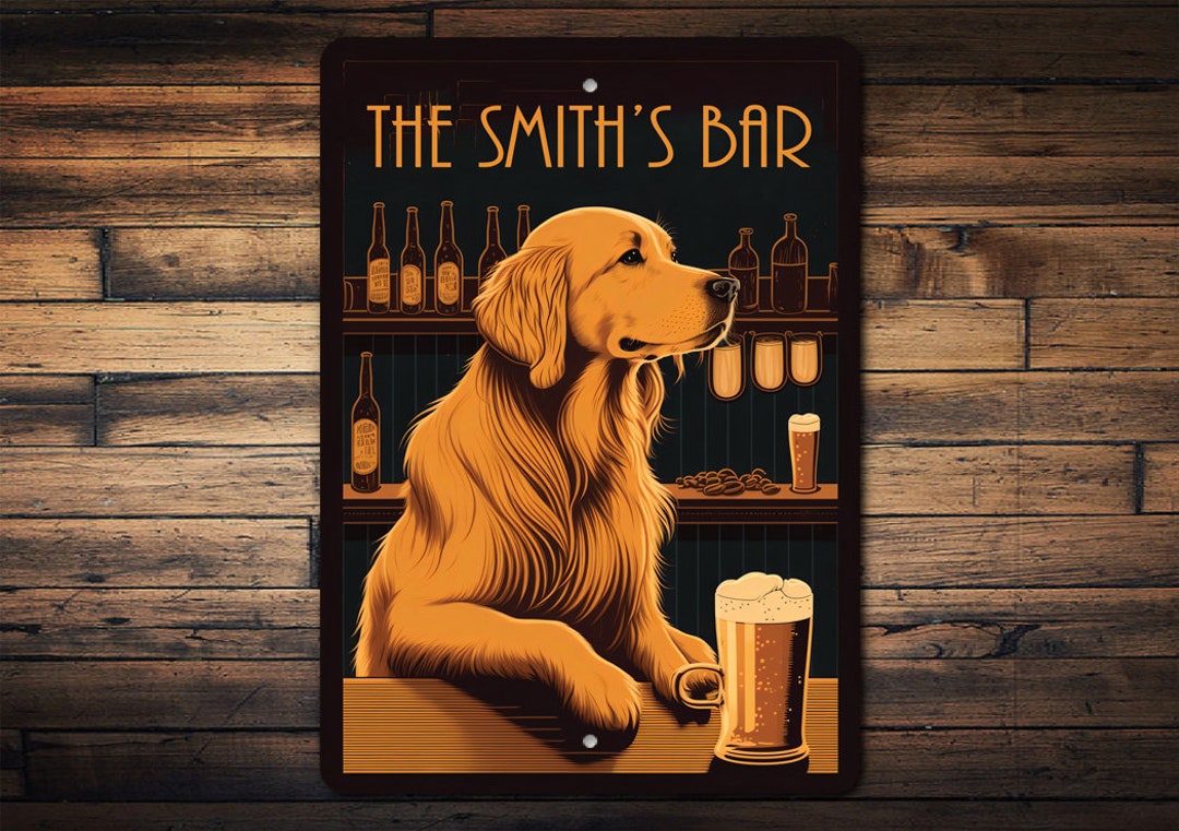 Personalized Bar Sign, Golden Retriever Owner, Dog Lover Gift, Unique ...