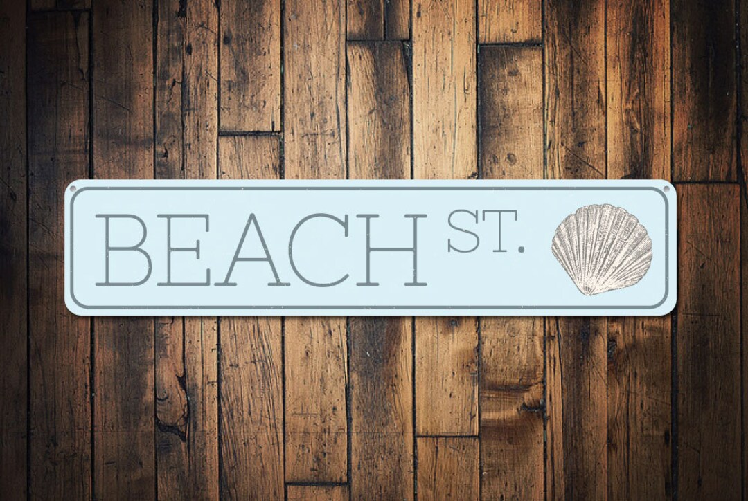 Seashell Beach St Sign, Custom Beach Lover Street Sign, Metal Beach ...