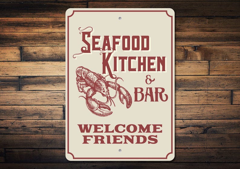 Seafood Kitchen Sign Kitchen Bar Sign Seafood Lover Sign - Etsy