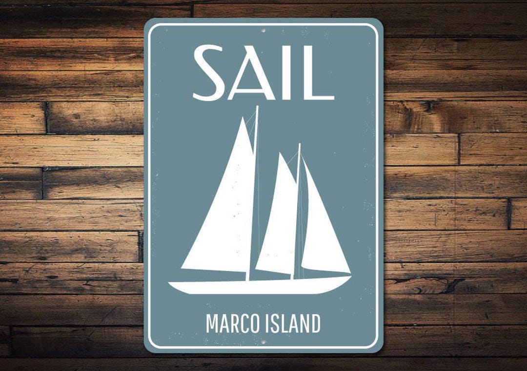 Sailboat Sign, Custom Metal Sailing Gift, Personalized Beach Location ...