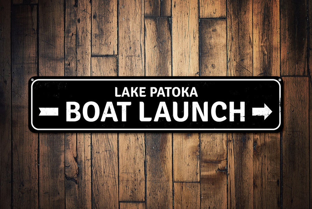 Boat Launch Arrow Sign, Personalized Lake Location Name Sign, Custom ...
