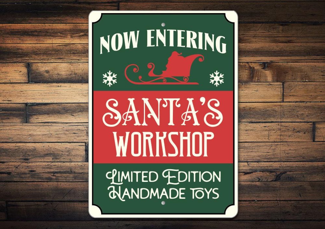 Santas Workshop Entrance Sign, Custom Workshop Sign, Christmas Toy Shop ...