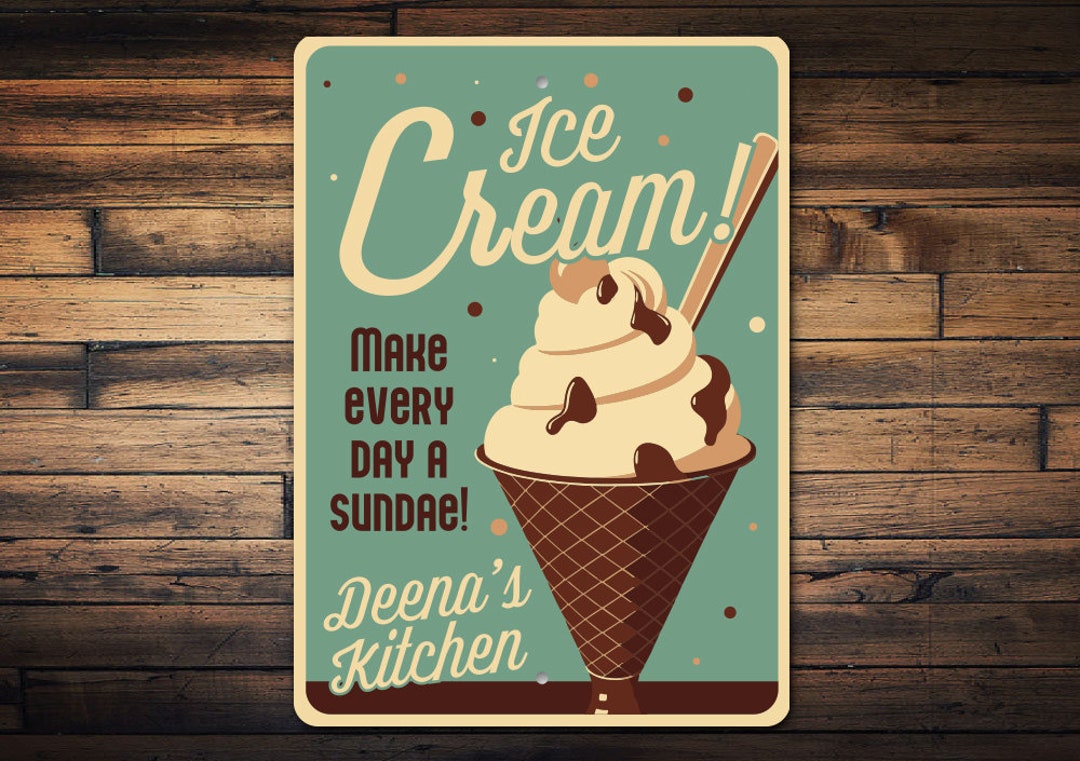Retro Ice Cream Sign, Vintage Ice Cream, Ice Cream Gift, Ice Cream ...