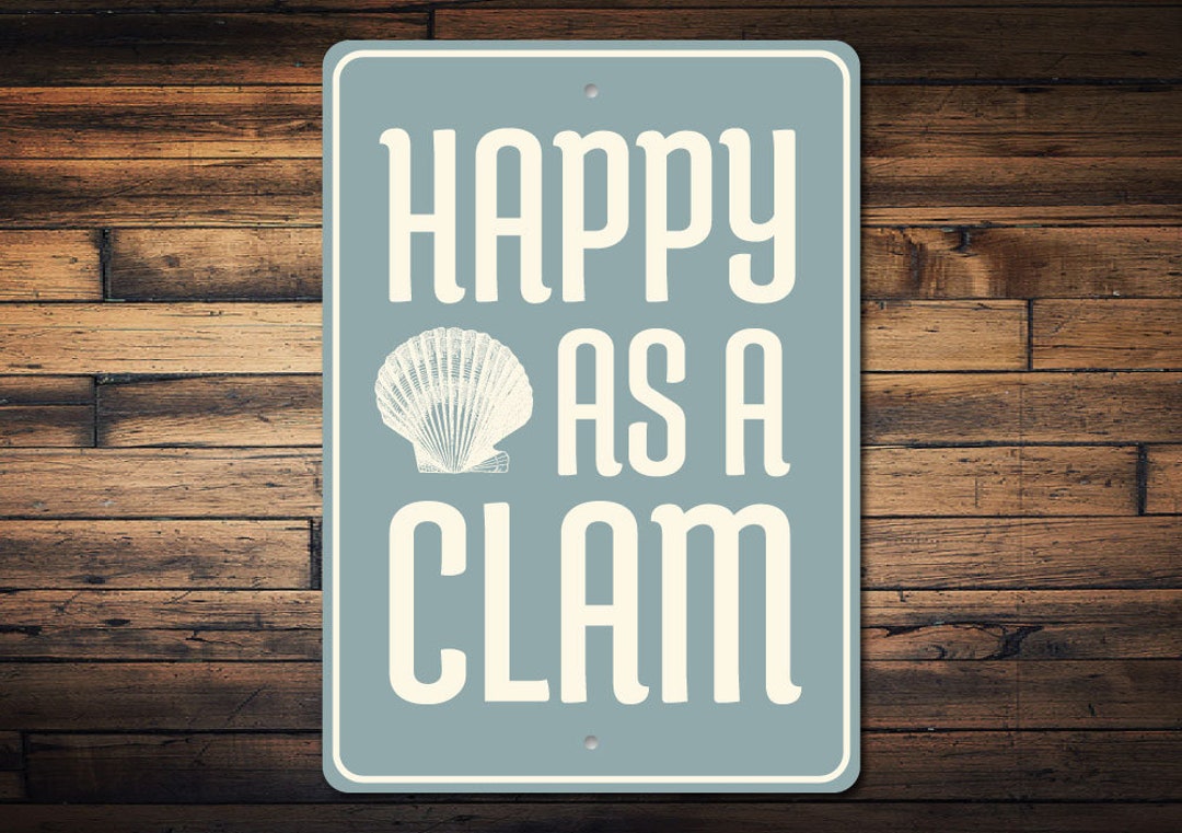 Happy as A Clam Sign, Beach Phrase Decor, Beach Phrase Sign, Clam Decor ...