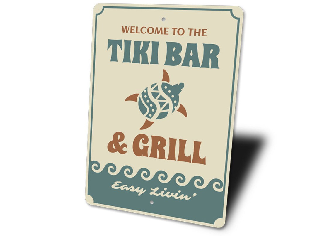 Tiki and Grill Sign Beach Grill Sign Beach Decor Sign for - Etsy