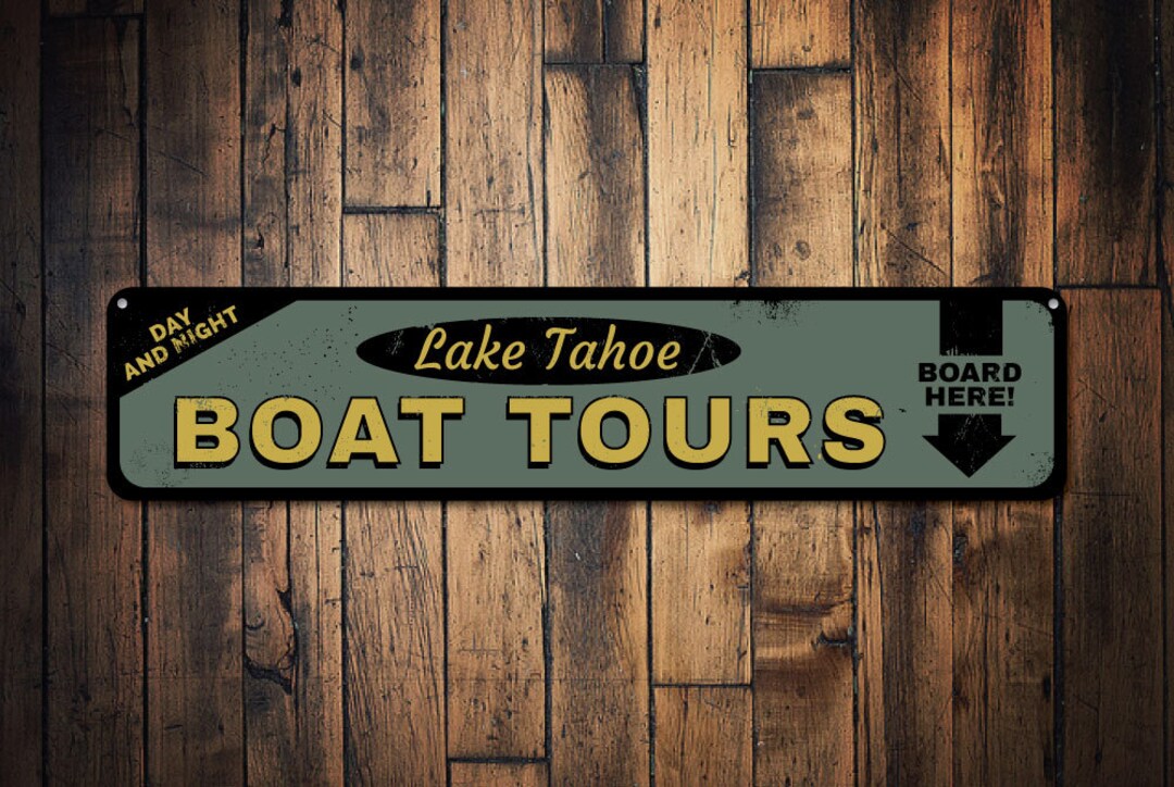 Boat Tours Sign, Personalized Board Here Day & Night Arrow Sign, Custom ...