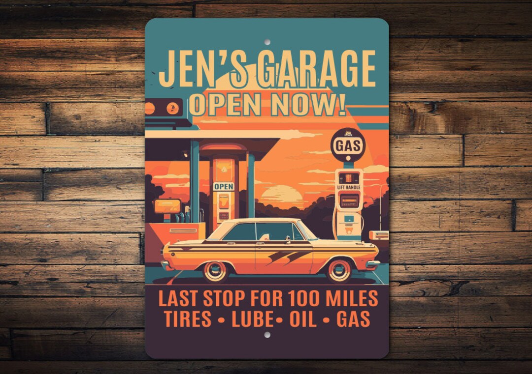 Retro Garage Sign, Retro Style Garage, Retro Car Sign, Retro Sign Decor ...