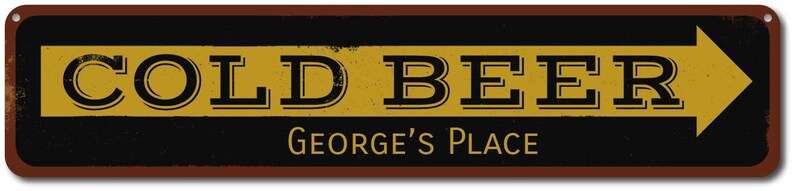 Cold Beer Arrow Sign Personalized Bartender Name Sign Custom | Etsy