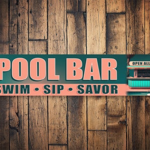 Pool Bar Sign, Retro Pool Bar Sign, Custom Pool Gift, Pool Bar Open ...