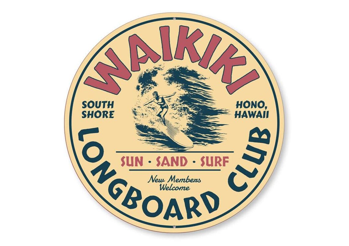 Longboard Surf Club Sign, Custom Hawaii Surf Sign, Surfing Hawaii Sign ...