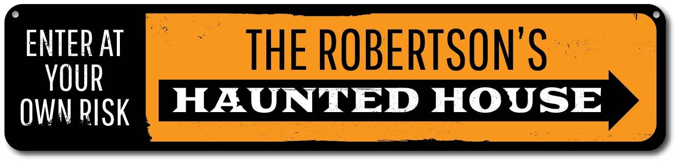 Haunted House Arrow Sign Personalized Family Name Halloween | Etsy