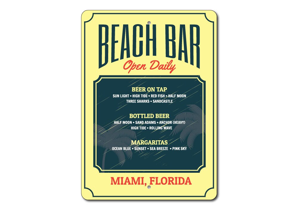 Beach Bar Menu Sign Bar Drinks Sign Custom Bar Sign Beach - Etsy