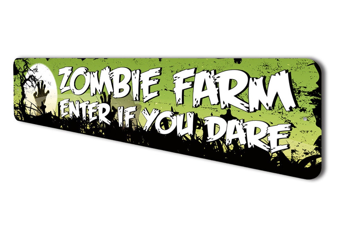 Zombie Farm Sign, Haunted Zombie Sign, Zombie Decor, Scary Sign ...