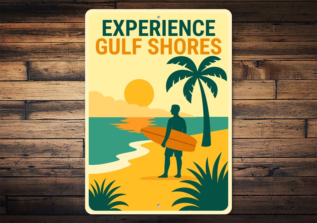 Experience Gulf Shores Sign, Surfer Wall Decor, Beach House Sign, Wave ...