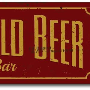 Beer Sign, Personalized Ice Cold Beer Right Here Hand Sign, Custom Bar ...